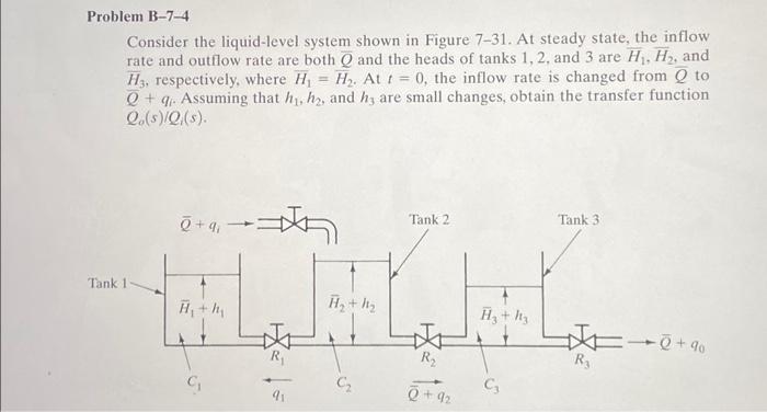 Solved Problem B-7-4 Consider the liquid-level system shown | Chegg.com