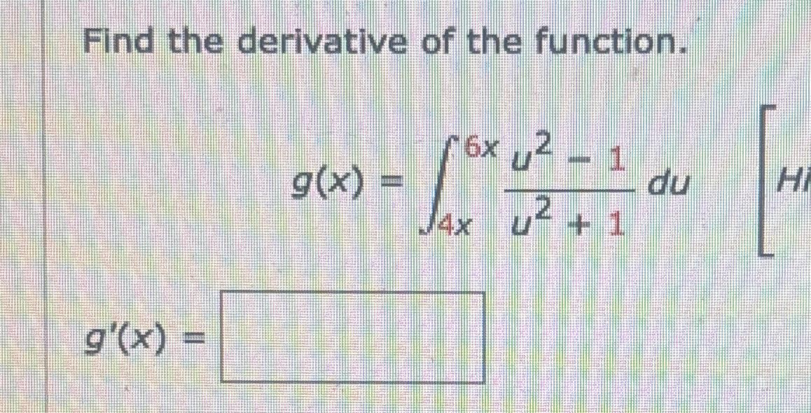 Solved Find the derivative of the | Chegg.com