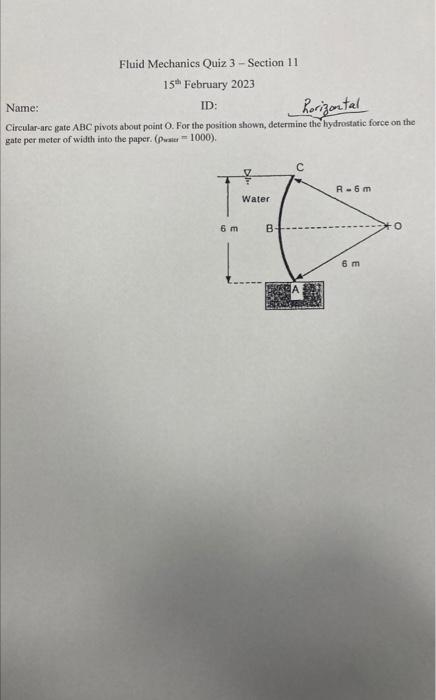 Solved Circular-are gate ABC pivots about point O. For the | Chegg.com