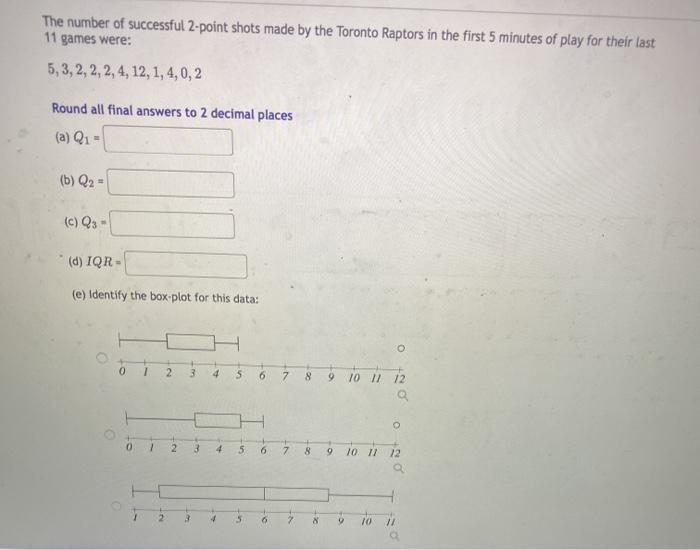 Solved The number of successful 2-point shots made by the | Chegg.com