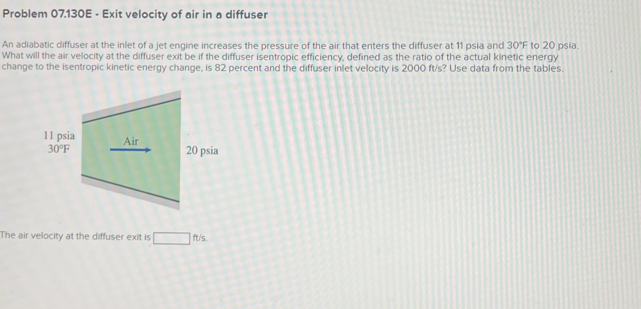 Solved Problem 07.130E - ﻿Exit velocity of air in a | Chegg.com