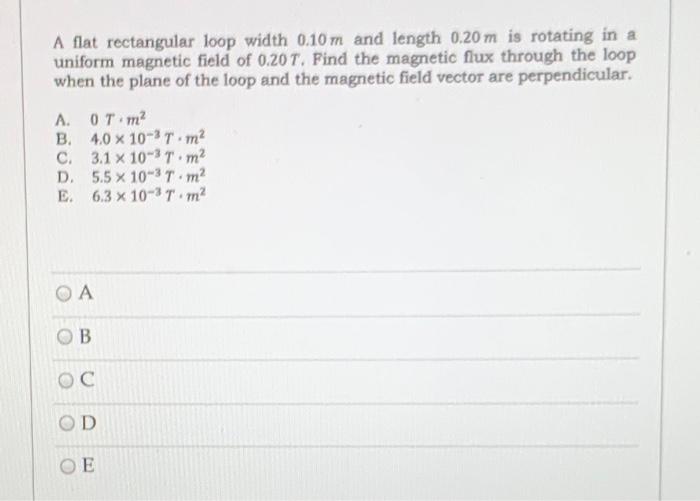 Solved A flat rectangular loop width 0.10 m and length 0.20 | Chegg.com