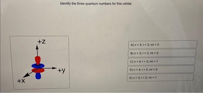 Solved Identify the three quantum numbers for this orbital. | Chegg.com