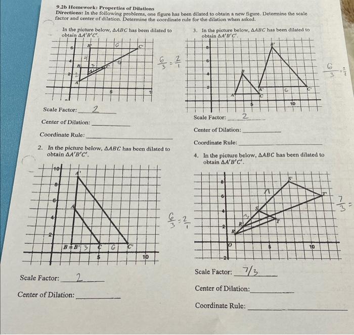 9.2b Homework: Properties of Dilations Directions: In | Chegg.com