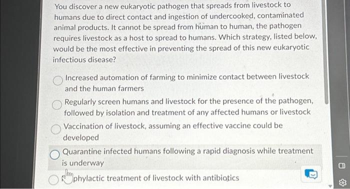 Solved You discover a new eukaryotic pathogen that spreads | Chegg.com
