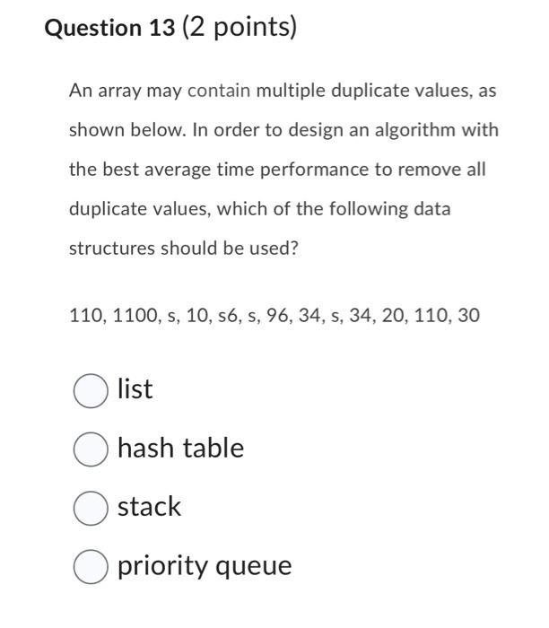 Solved Question 13 (2 points) An array may contain multiple | Chegg.com