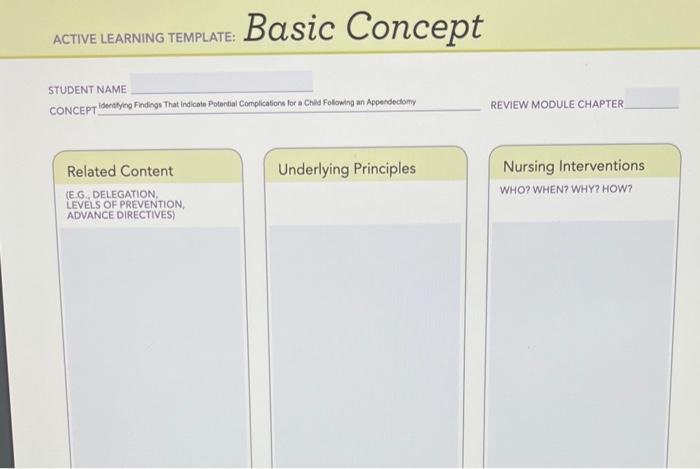 Solved active learning template: Basic Concept STUDENT NAME | Chegg.com