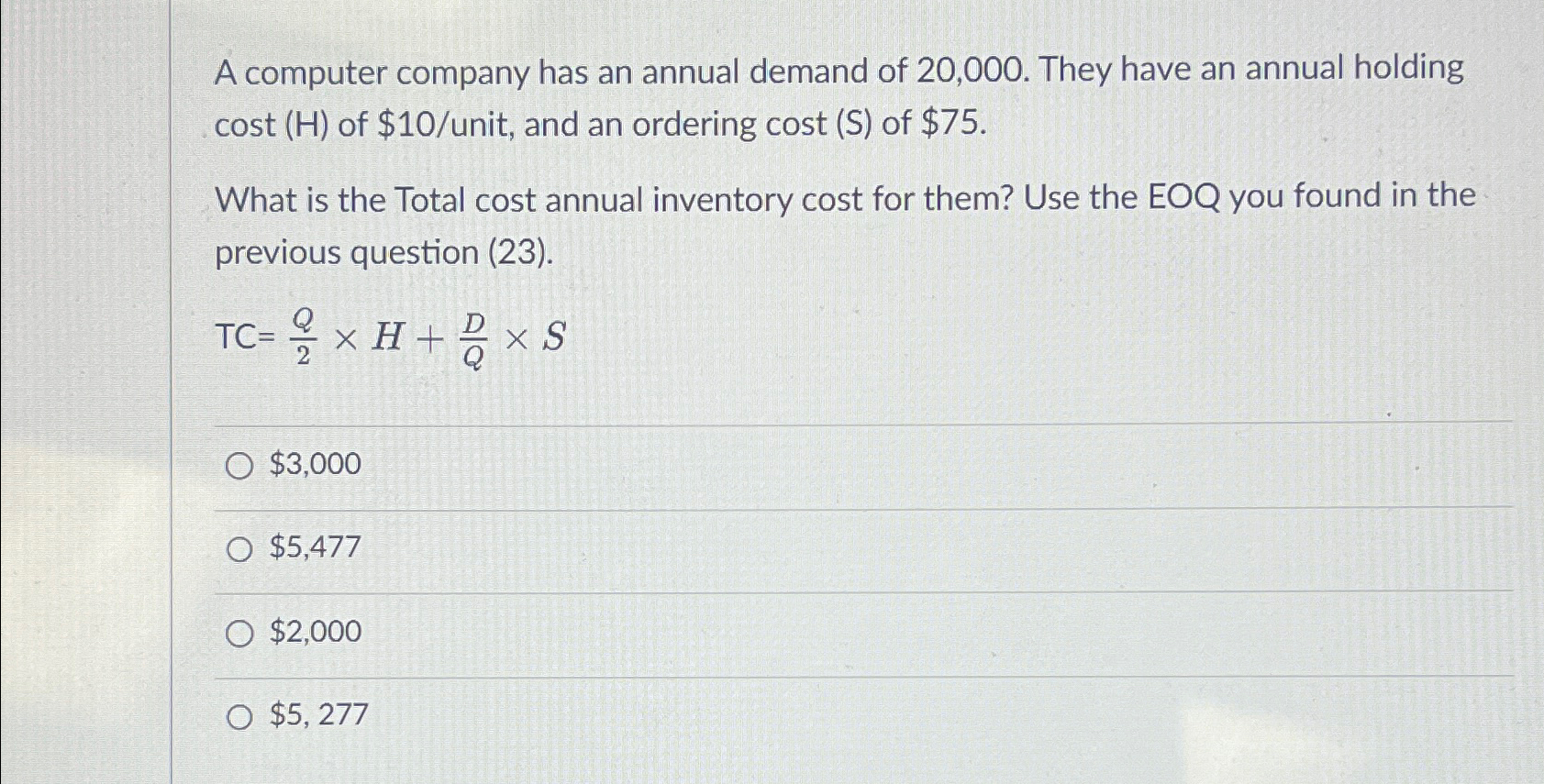 Solved A computer company has an annual demand of 20,000 . | Chegg.com