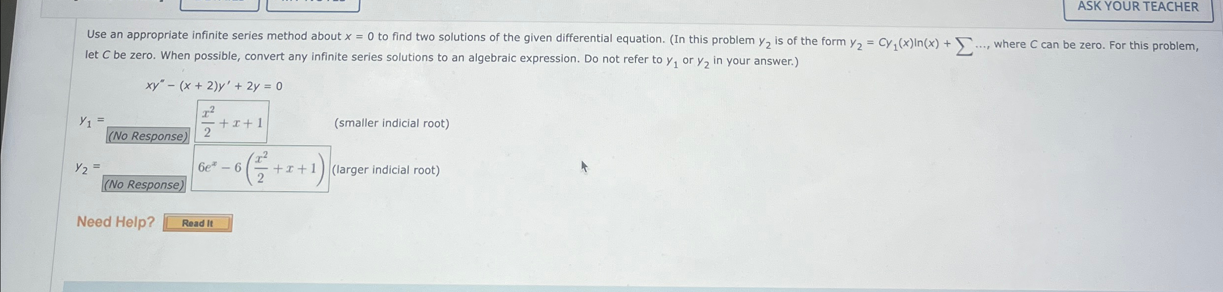 Solved Use an appropriate infinite series method about x=0 | Chegg.com