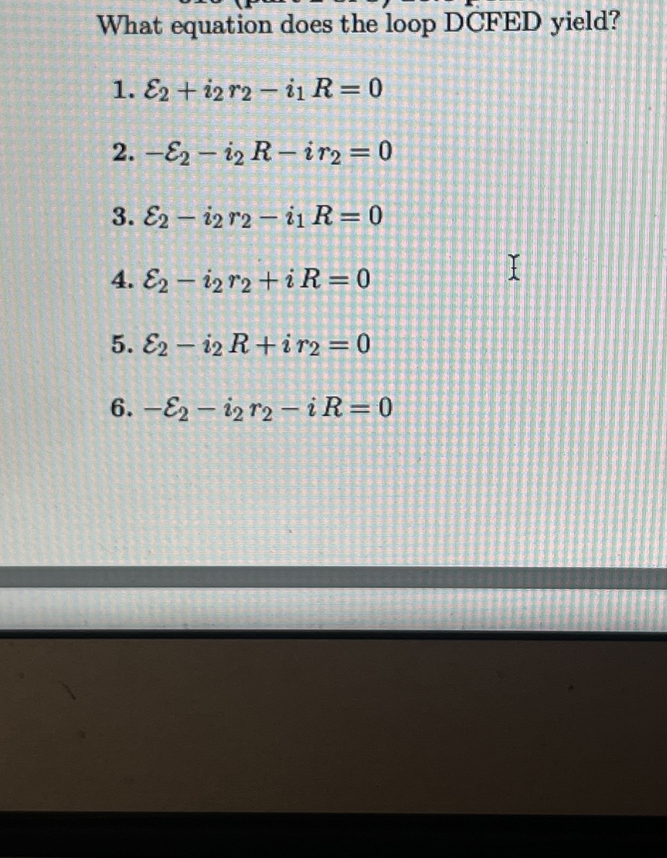 Solved What equation does the loop DCFED | Chegg.com
