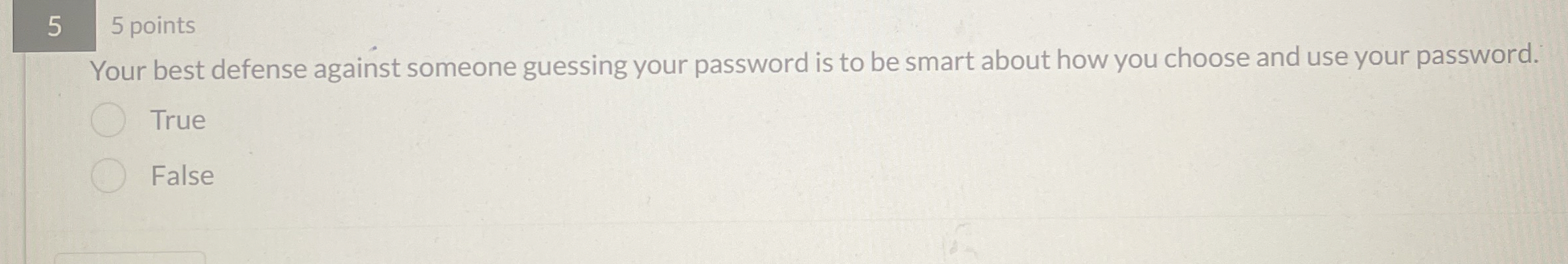 Solved 55 ﻿pointsYour best defense against someone guessing | Chegg.com
