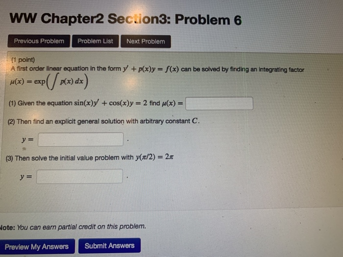 Solved WW Chapter2 Section3: Problem 6 Previous Problem | Chegg.com Solved WW Chapter2 Section3: Problem 6 Previous Problem | Chegg.com