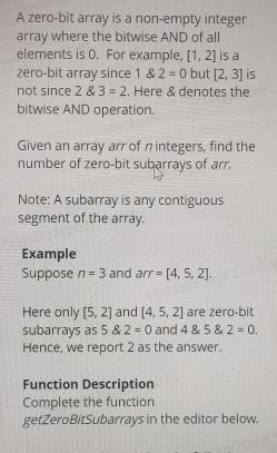 A zero-bit array is a non-empty integer array where | Chegg.com