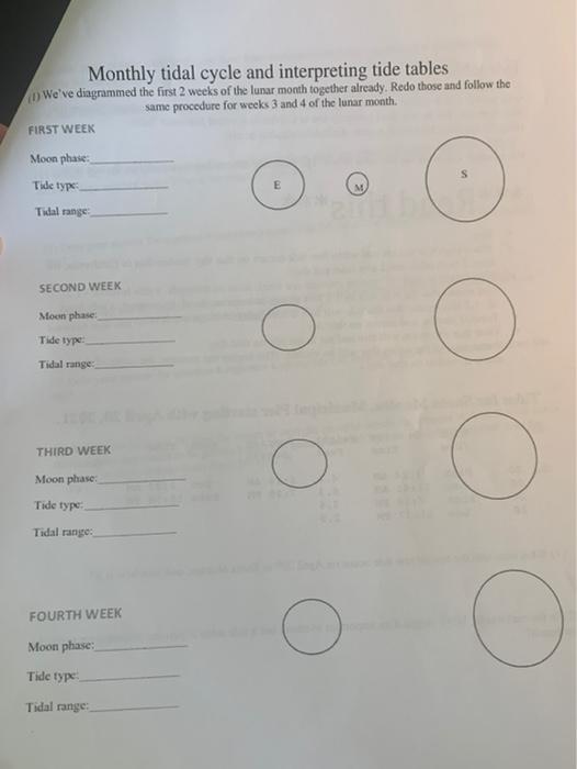 Solved Monthly tidal cycle and interpreting tide tables (1) | Chegg.com