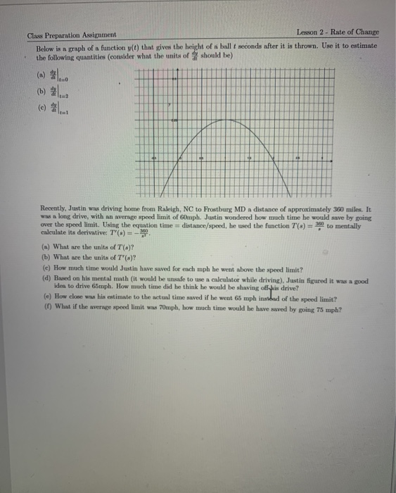 Solved Class Preparation Assignment Lesson 2 - Rate of | Chegg.com