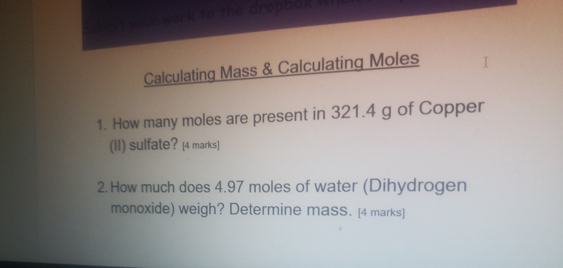 Solved by an EXPERT Calculating Mass & Calculating MolesHow many moles | Chegg.com