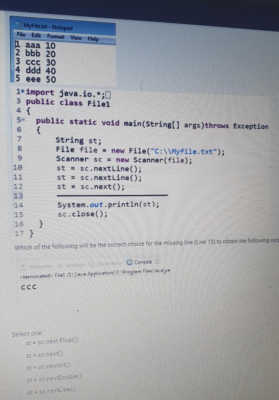 Solved MyFile.at - Notepad File Edit Format View Help i aaa | Chegg.com
