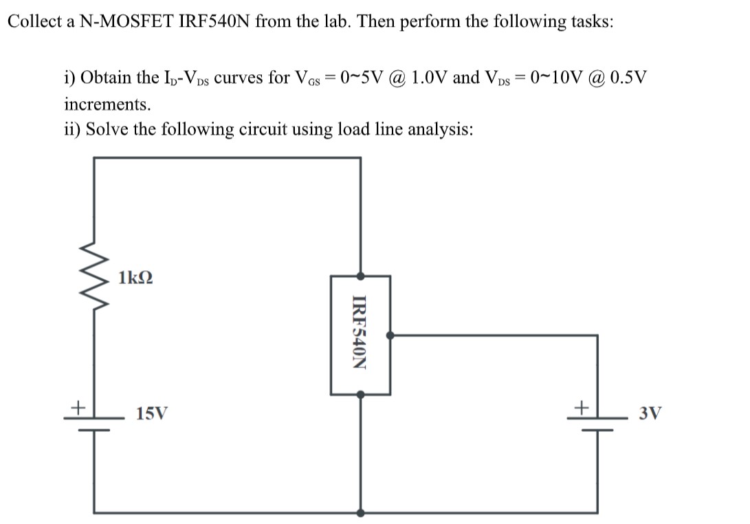 Solved SHOW THE DATA TABLECollect a N-MOSFET IRF540N from | Chegg.com