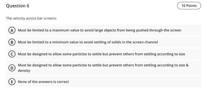 Solved What is the width of a bar screen channel (in | Chegg.com