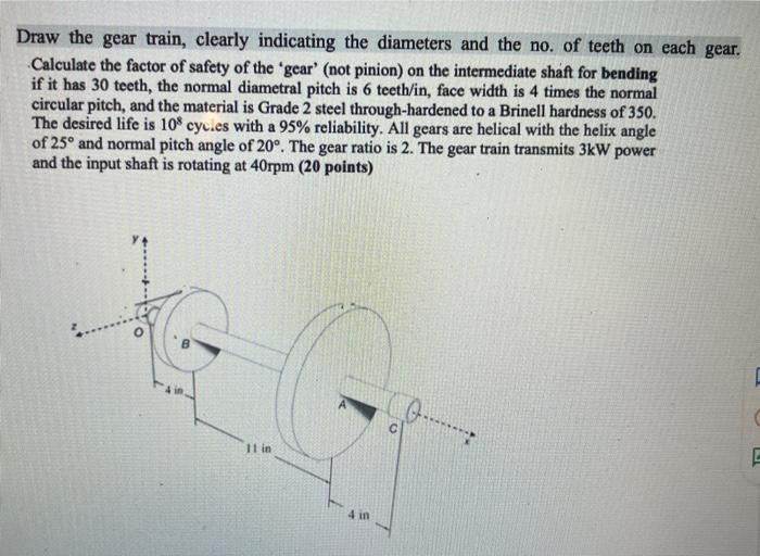 Draw the gear train, clearly indicating the diameters | Chegg.com