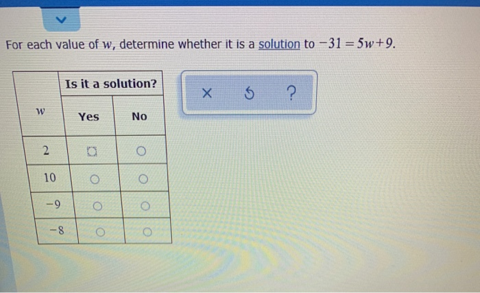 Solved For Each Value Of W Determine Whether It Is A