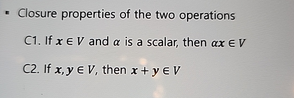 Solved Closure properties of the two operationsC1. ﻿If xinV | Chegg.com
