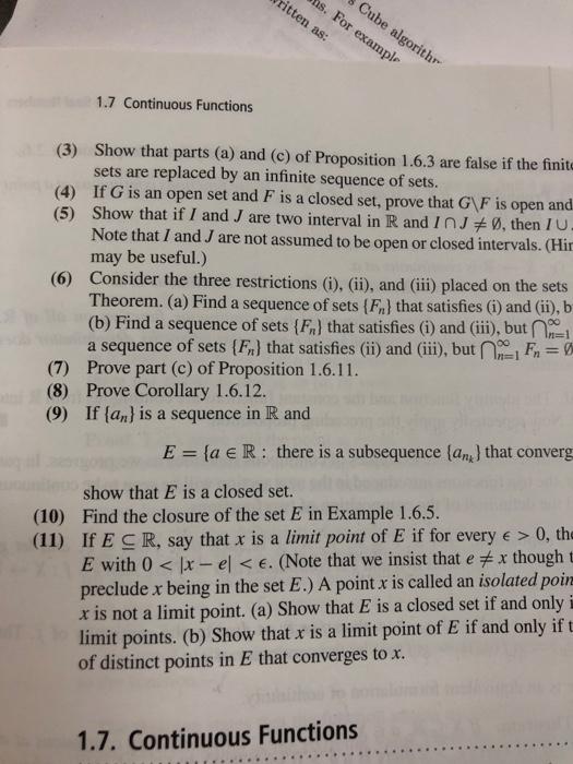 Solved 1.f Continuous Functions (3) Show that parts (a) and | Chegg.com