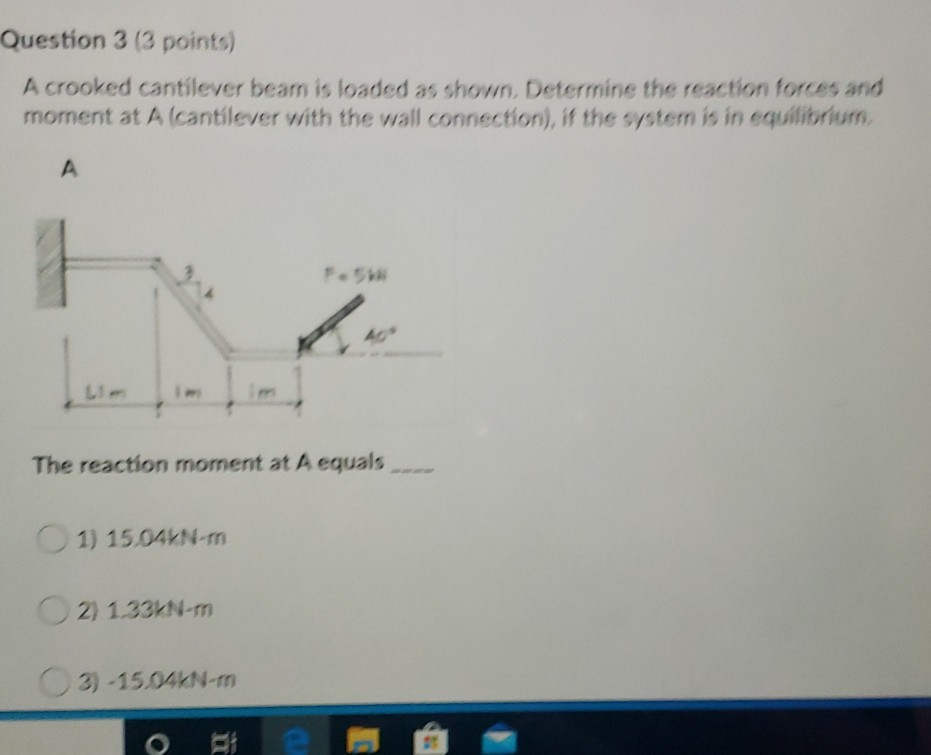 Solved Question 3 (3 points) A crooked cantilever beam is | Chegg.com