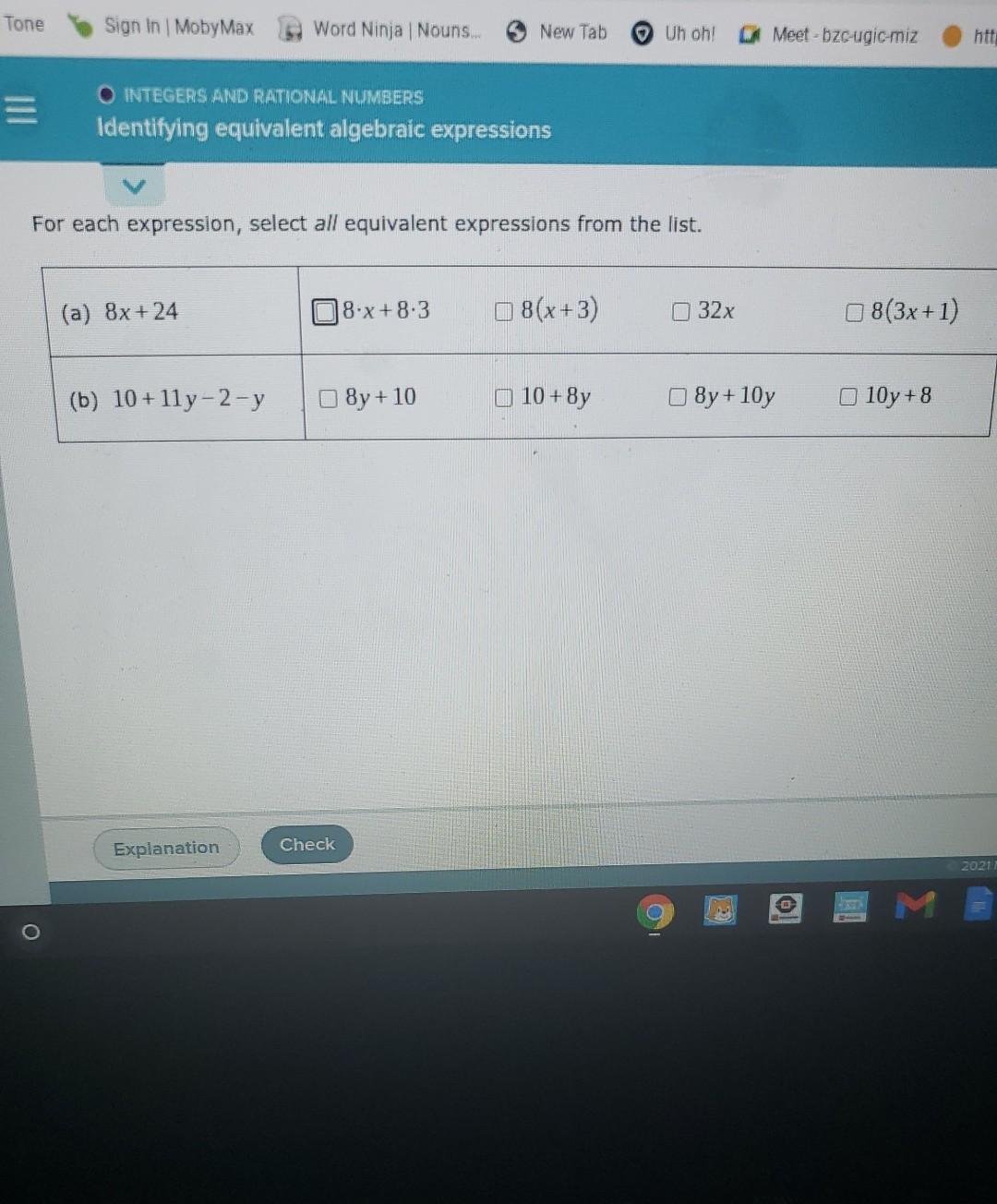 Solved Tone Sign in | MobyMax Word Ninja | Nouns. New Tab Uh | Chegg.com