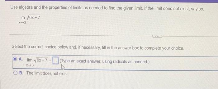 Solved Use algebra and the properties of limits as needed to | Chegg.com