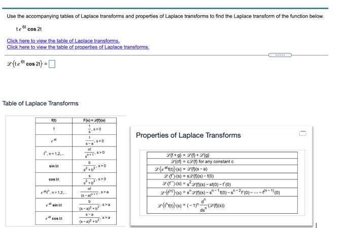 Solved Use the accompanying tables of Laplace transforms and | Chegg.com