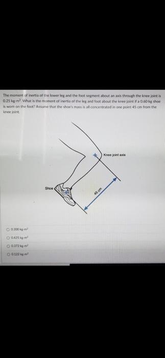Solved The moment of inertia of the lower leg and the foot | Chegg.com