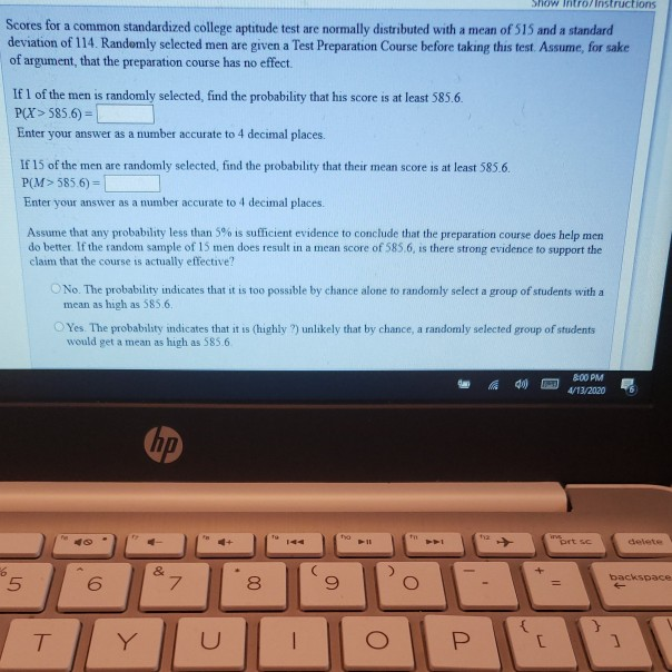 Solved Show Intro/Instructions Scores for a common | Chegg.com