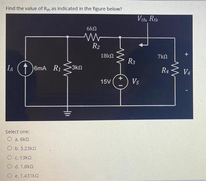 Solved Find the value of Rth as indicated in the figure | Chegg.com