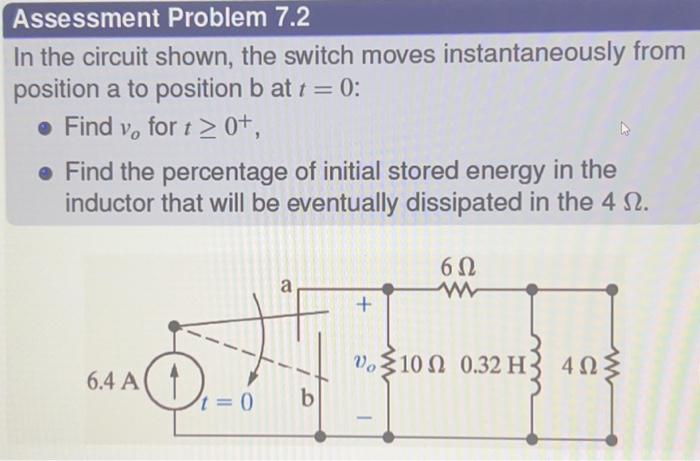 Solved In the circuit shown, the switch moves | Chegg.com