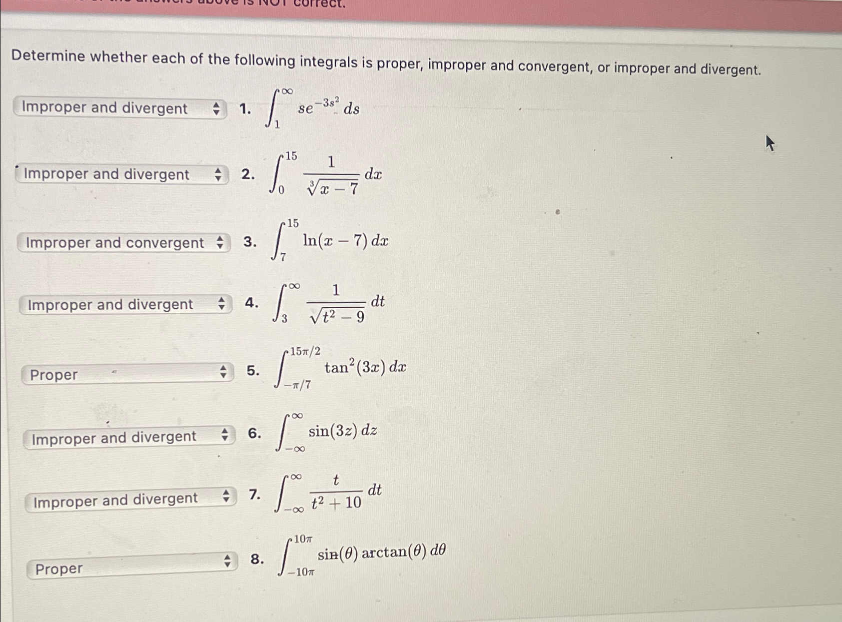 Solved Determine whether each of the following integrals is | Chegg.com