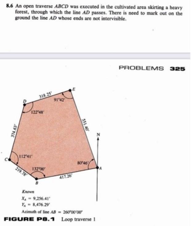 Solved 8.6 An open traverse ABCD was executed in the | Chegg.com