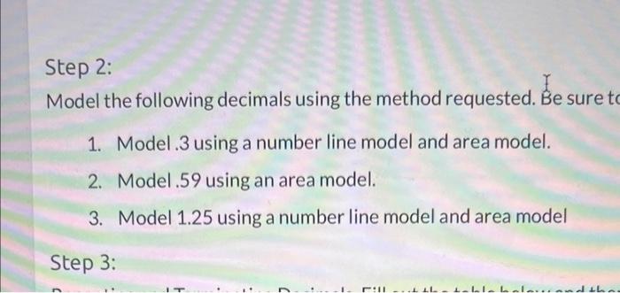 Step 2: Model the following decimals using the method | Chegg.com
