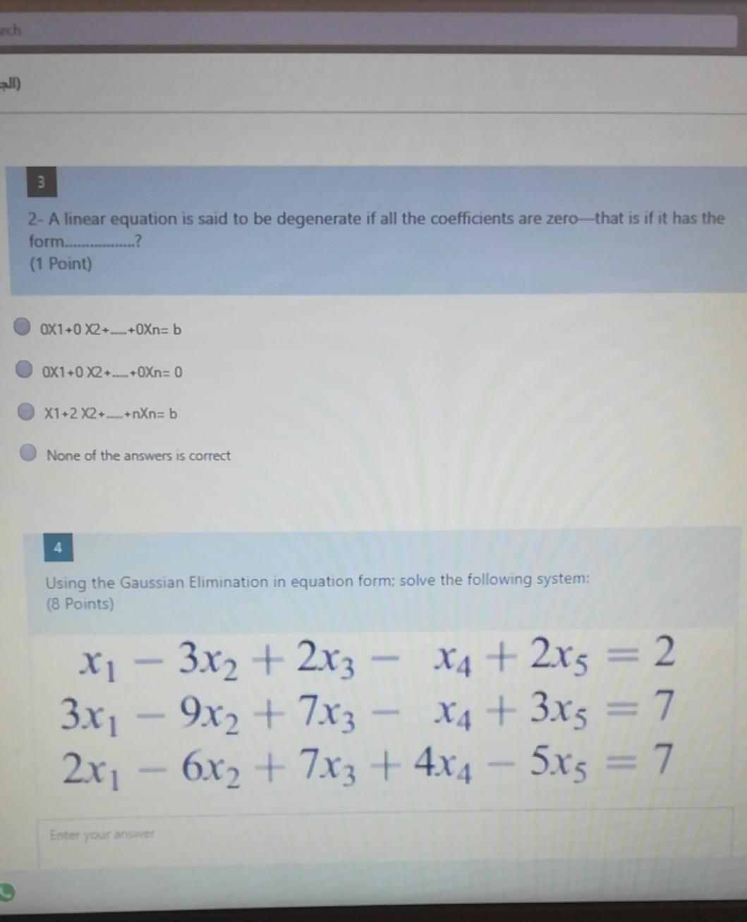 Solved Ch 3 2 A Linear Equation Is Said To Be Degenerate If