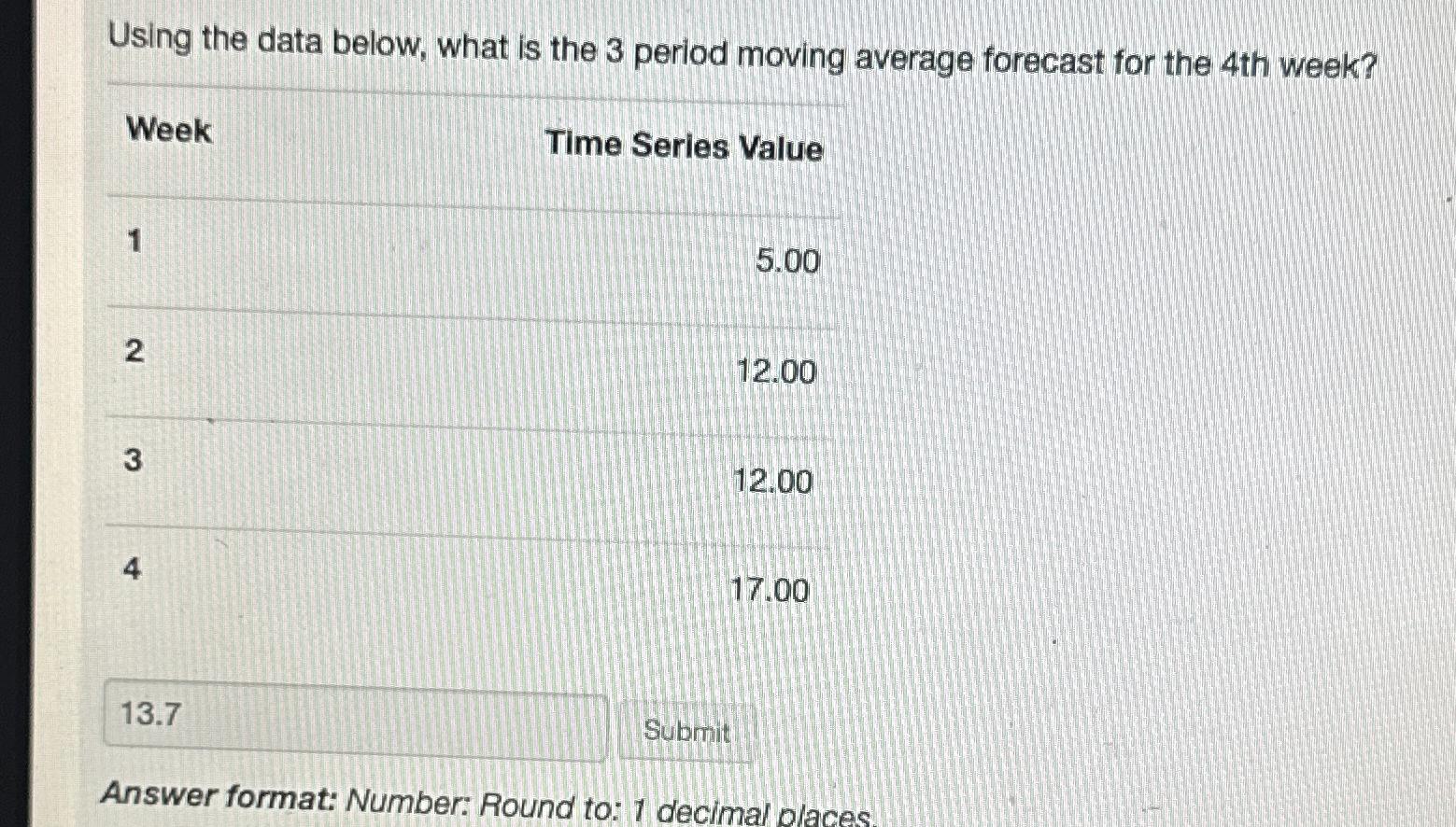 Solved Using the data below, what is the 3 ﻿period moving | Chegg.com
