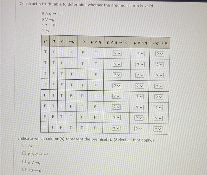 Solved Construct a truth table to determine whether the | Chegg.com