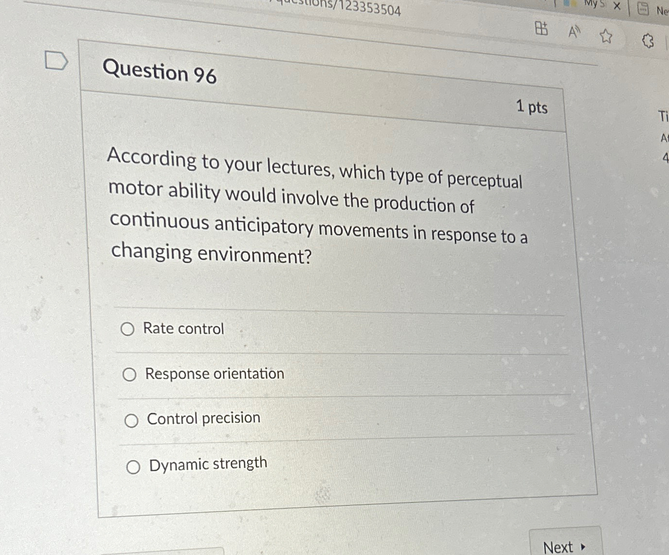 Solved Question 961 ﻿ptsAccording to your lectures, which | Chegg.com
