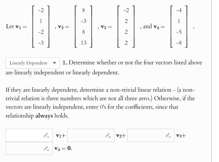 Solved Let v1=[-21-2-3],v2=[8-3813],v3=[-2222], ﻿and | Chegg.com