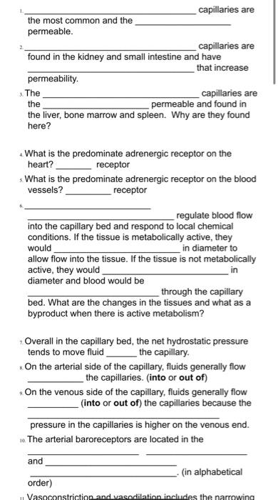 Solved capillaries are the most common and the permeable. | Chegg.com