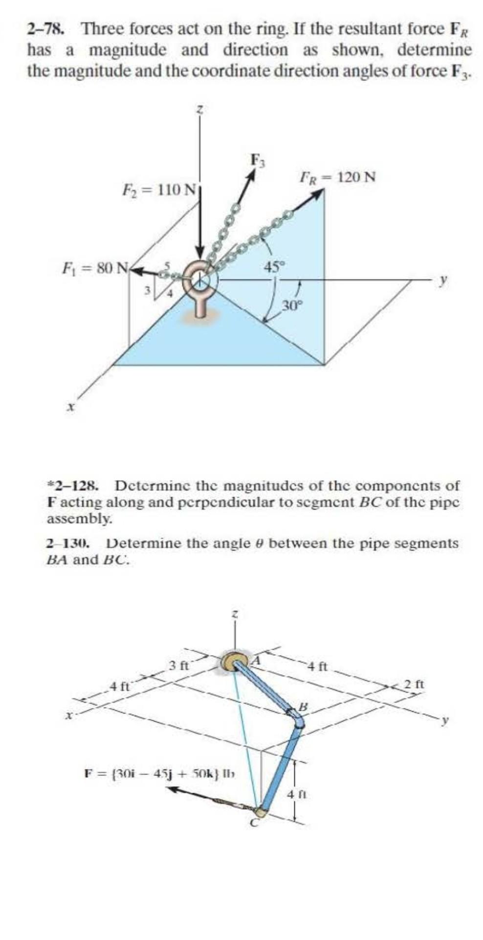 Solved 2-78. Three forces act on the ring. If the resultant | Chegg.com