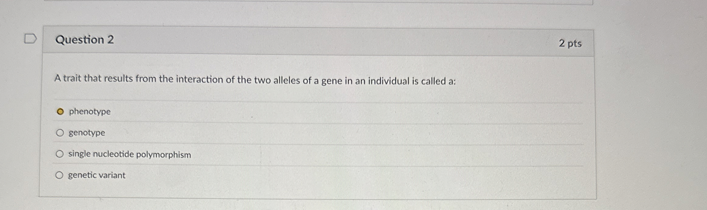 Solved Question 2A trait that results from the interaction | Chegg.com