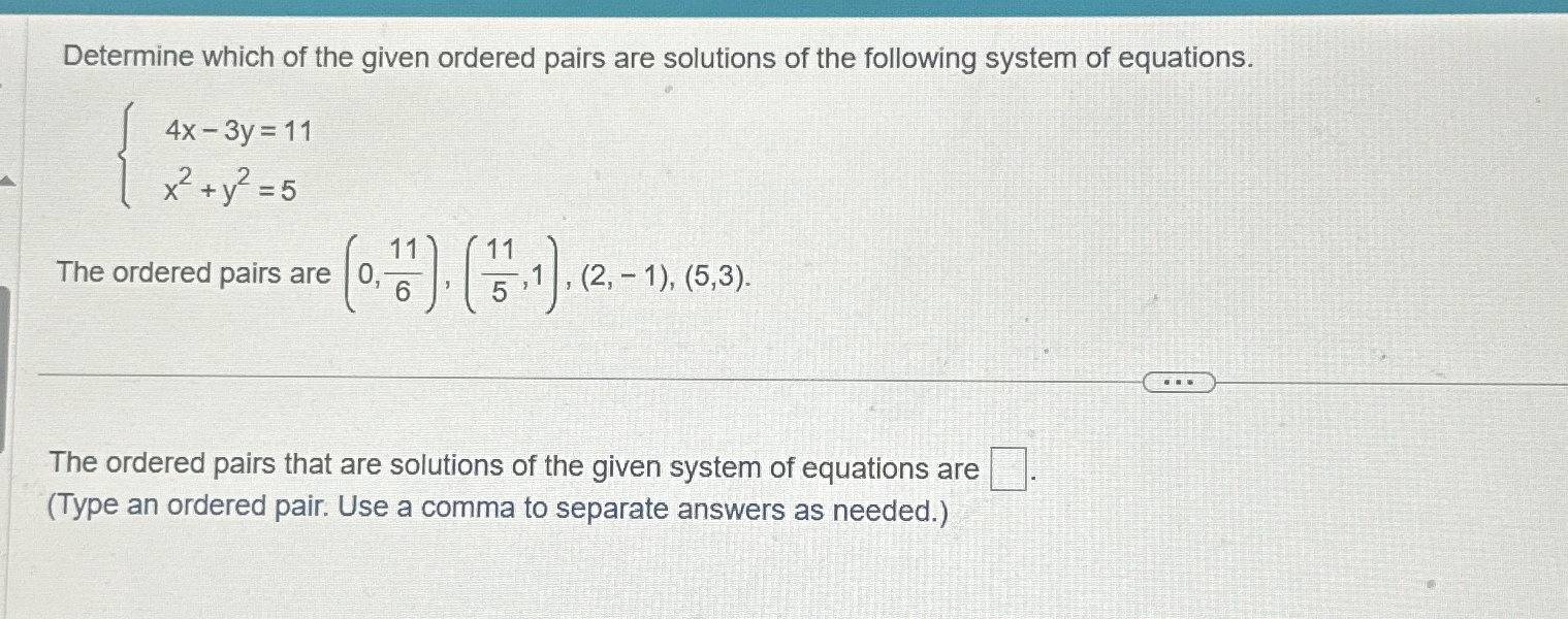 Solved Determine which of the given ordered pairs are | Chegg.com