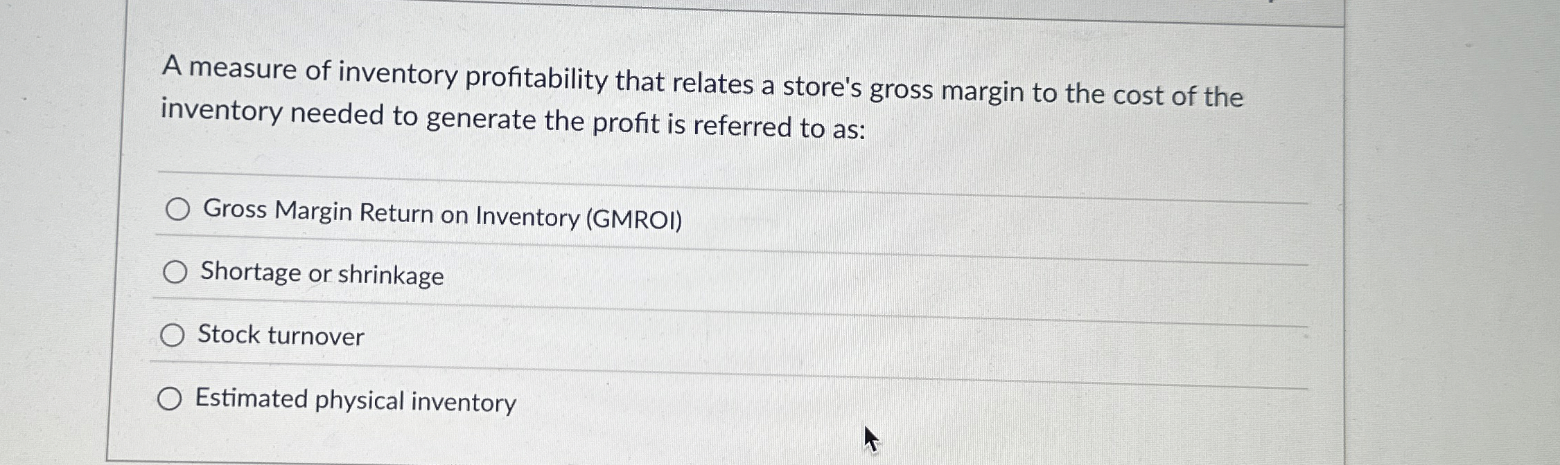 Solved A measure of inventory profitability that relates a | Chegg.com