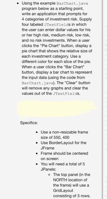 Solved Using The Example Barchartjava Program Below As A 