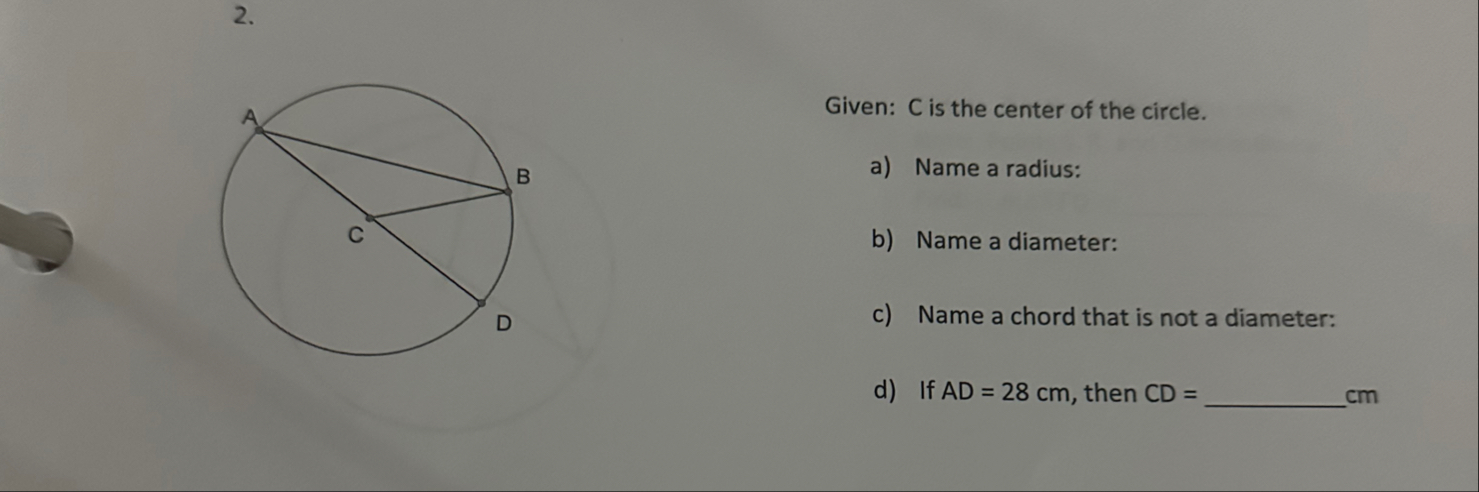 Solved Given: C is the center of the circle.a) ﻿Name a | Chegg.com